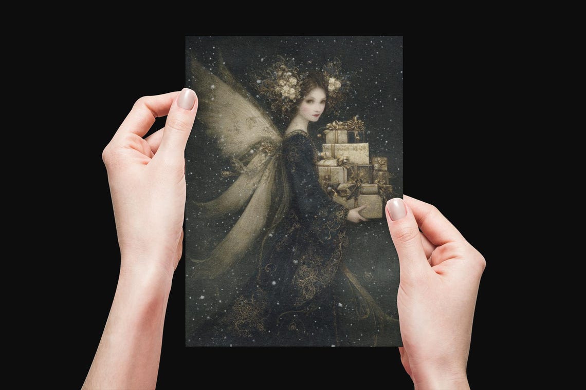 Fairy Angel Christmas Card | 5x7 One-sided Holiday Card | Enchanted ...