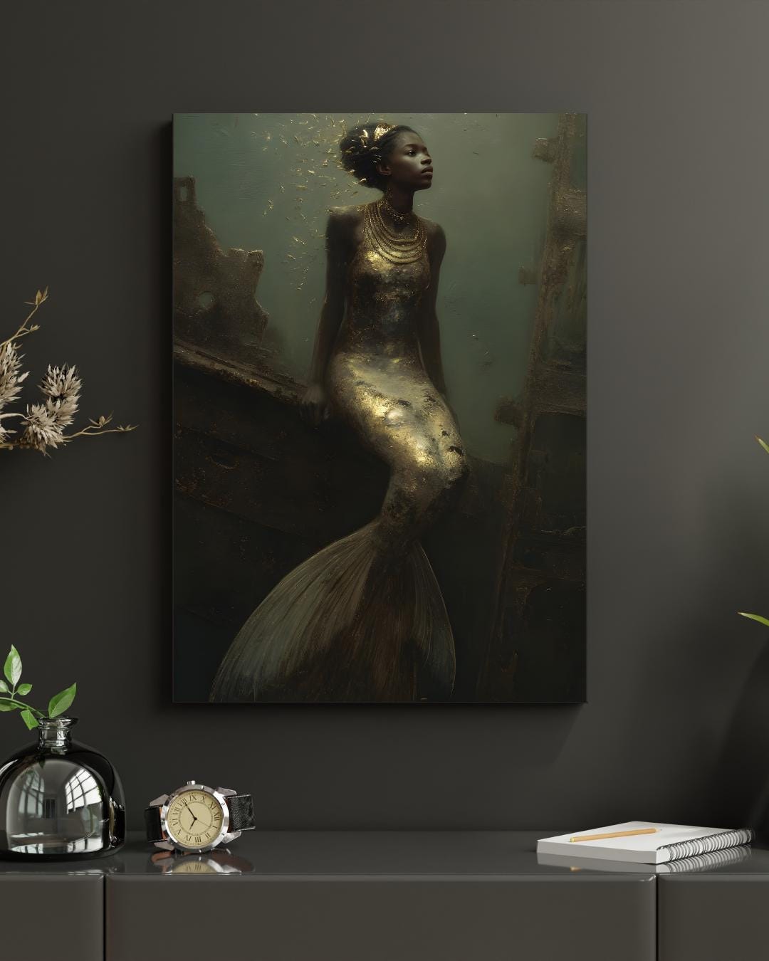 African American Mermaid Art (20 X 30), Black Mermaid Print ...
