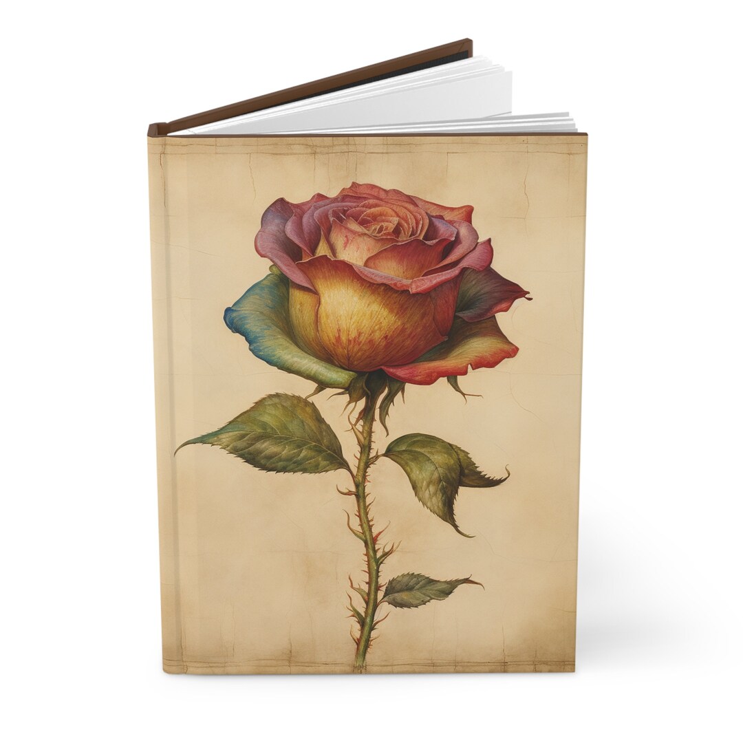 Rainbow Rose Hardcover Journal/diary/notebook, Rose Notebook, Rose ...