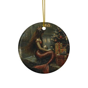 Mermaid Ceramic Ornament, Christmas Tree Decor, Holiday Ornament ...