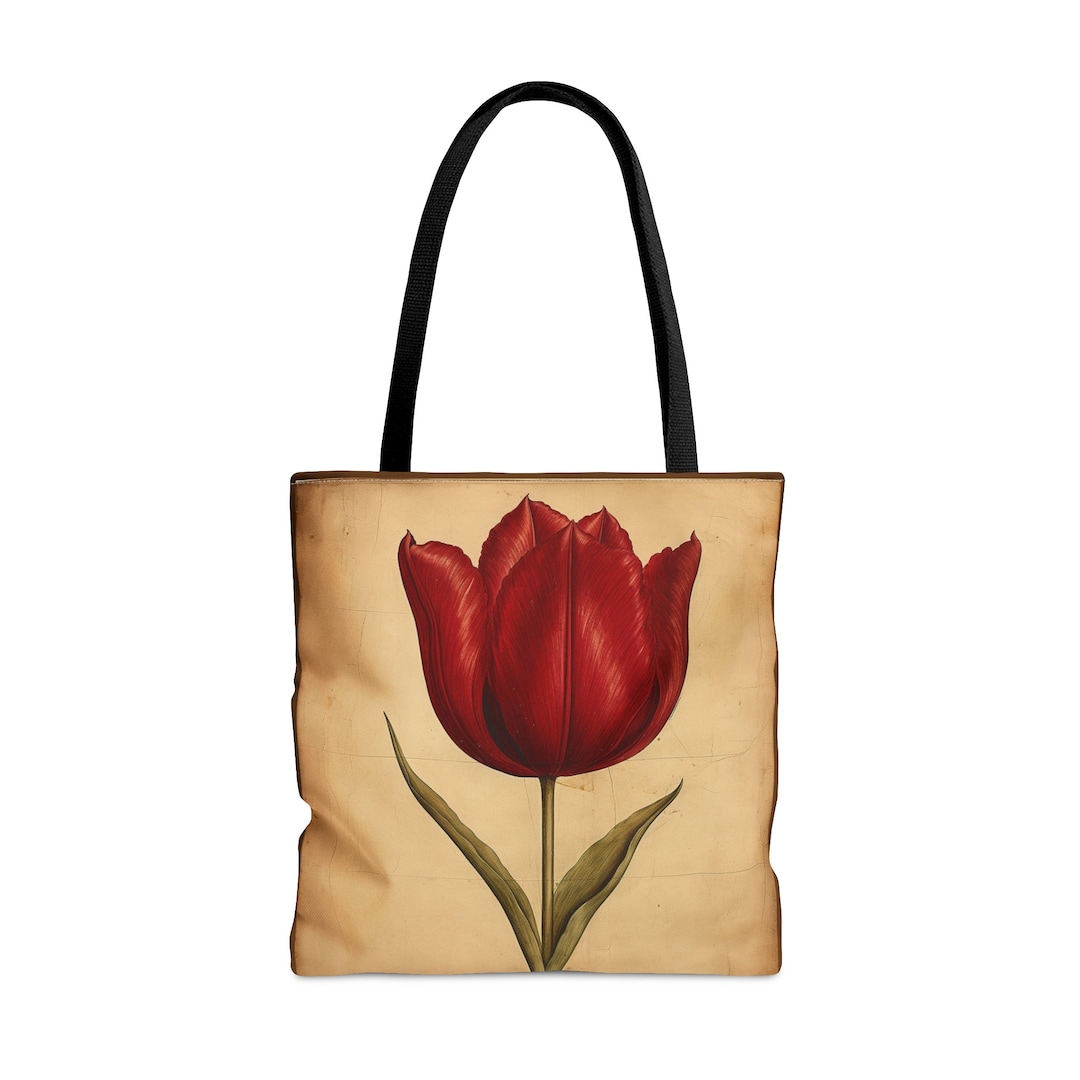 RED FLOWER TOTE Bag, Red Flower Purse, Red Purse, Flower Lover Purse ...