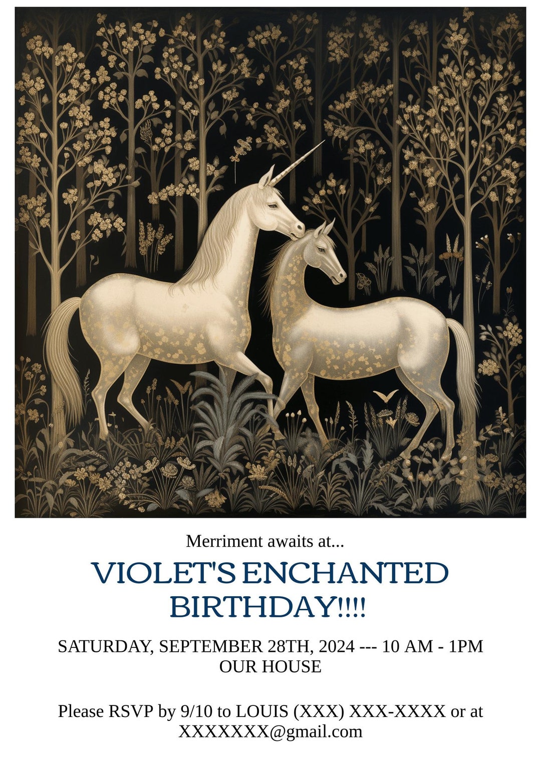 UNICORN BIRTHDAY INVITE, Unicorn Party Invitation, Kids Customizable ...