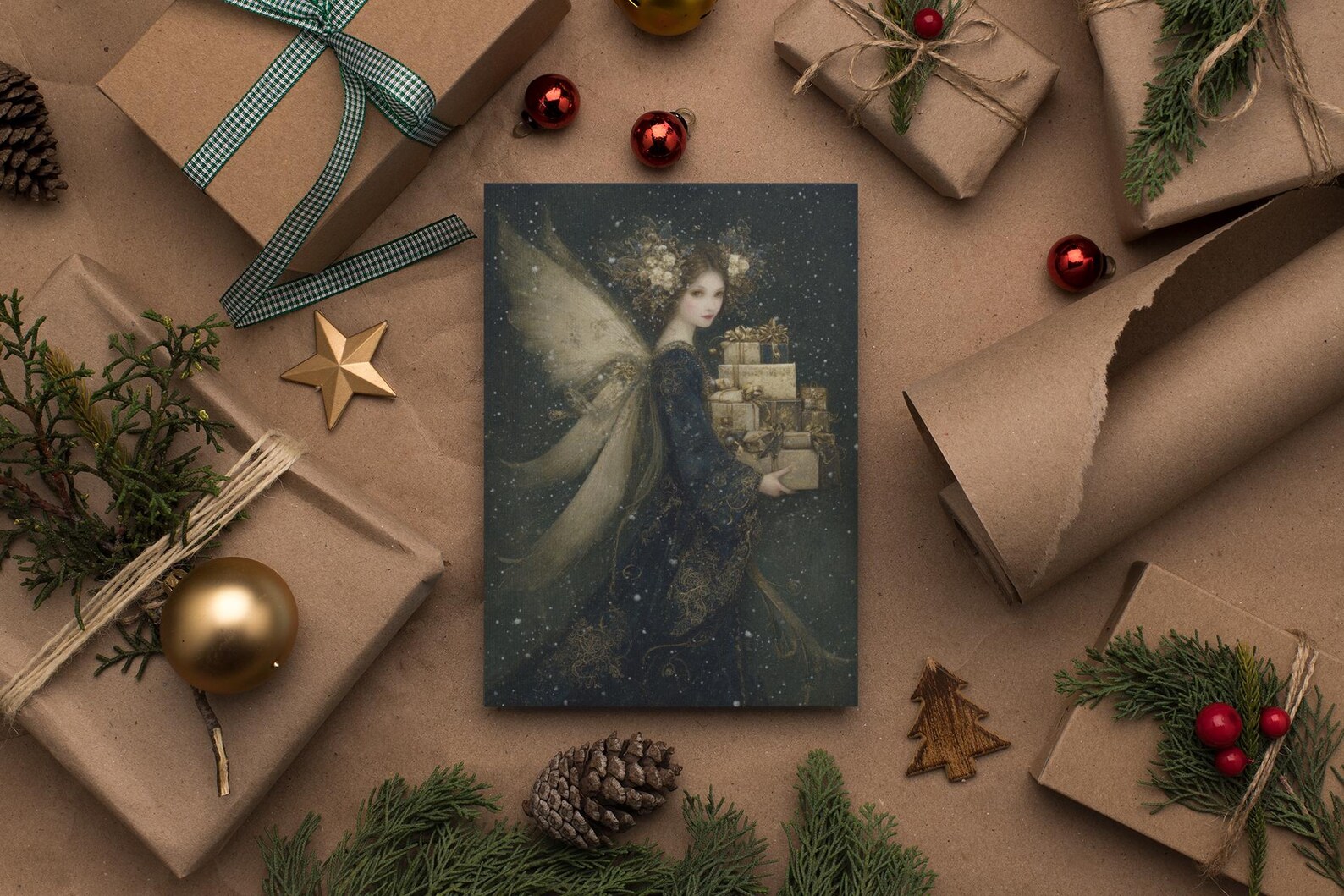 Fairy Angel Christmas Card | 5x7 One-sided Holiday Card | Enchanted ...