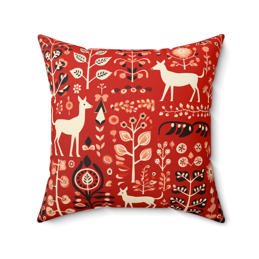 RED SCANDINAVIAN PILLOW, Red Scandinavian Cushion, Red Boho Pillow, Red ...