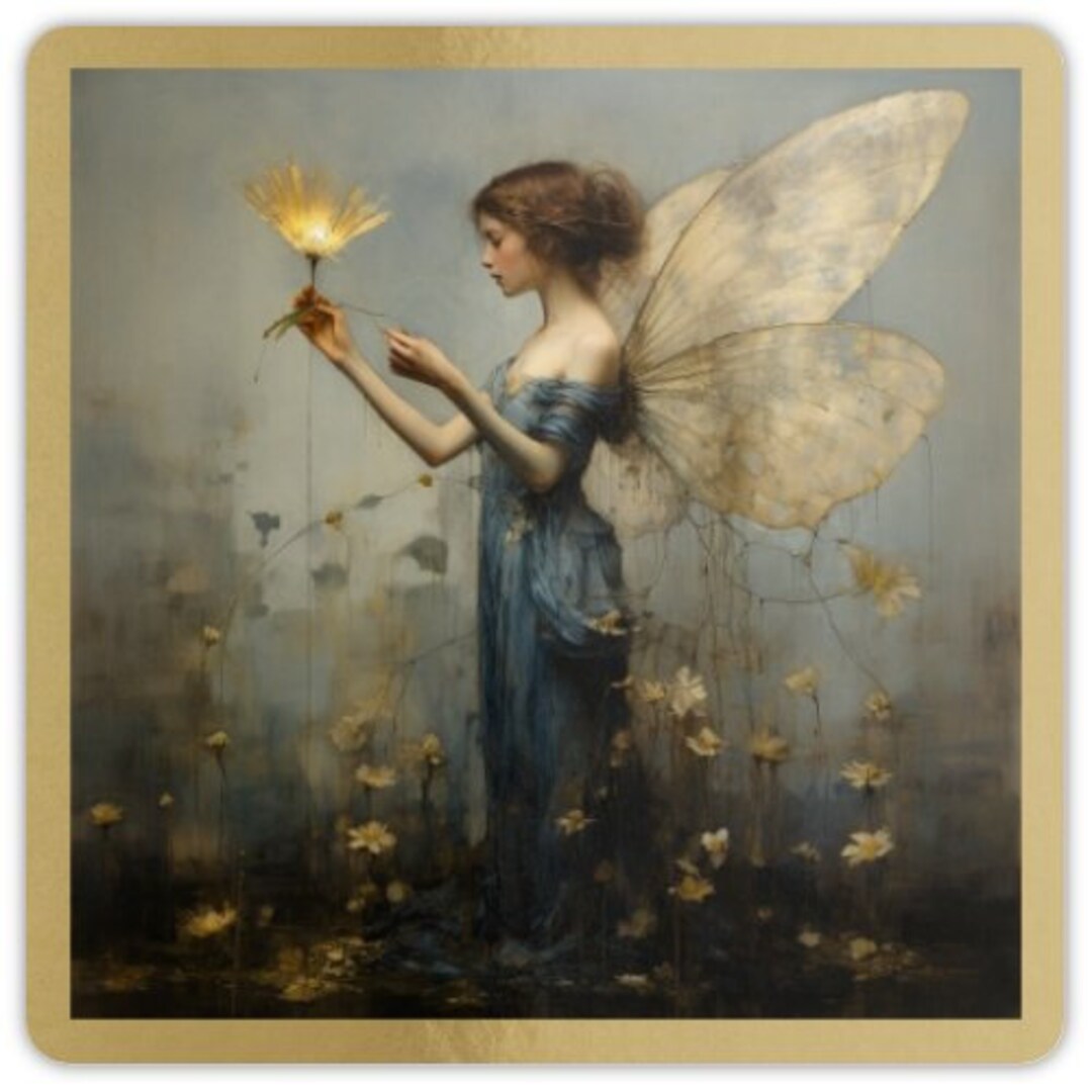 Gold Foil, 3 Inch, FAIRY AND DANDELION Sticker, Fairycore Sticker, Junk ...