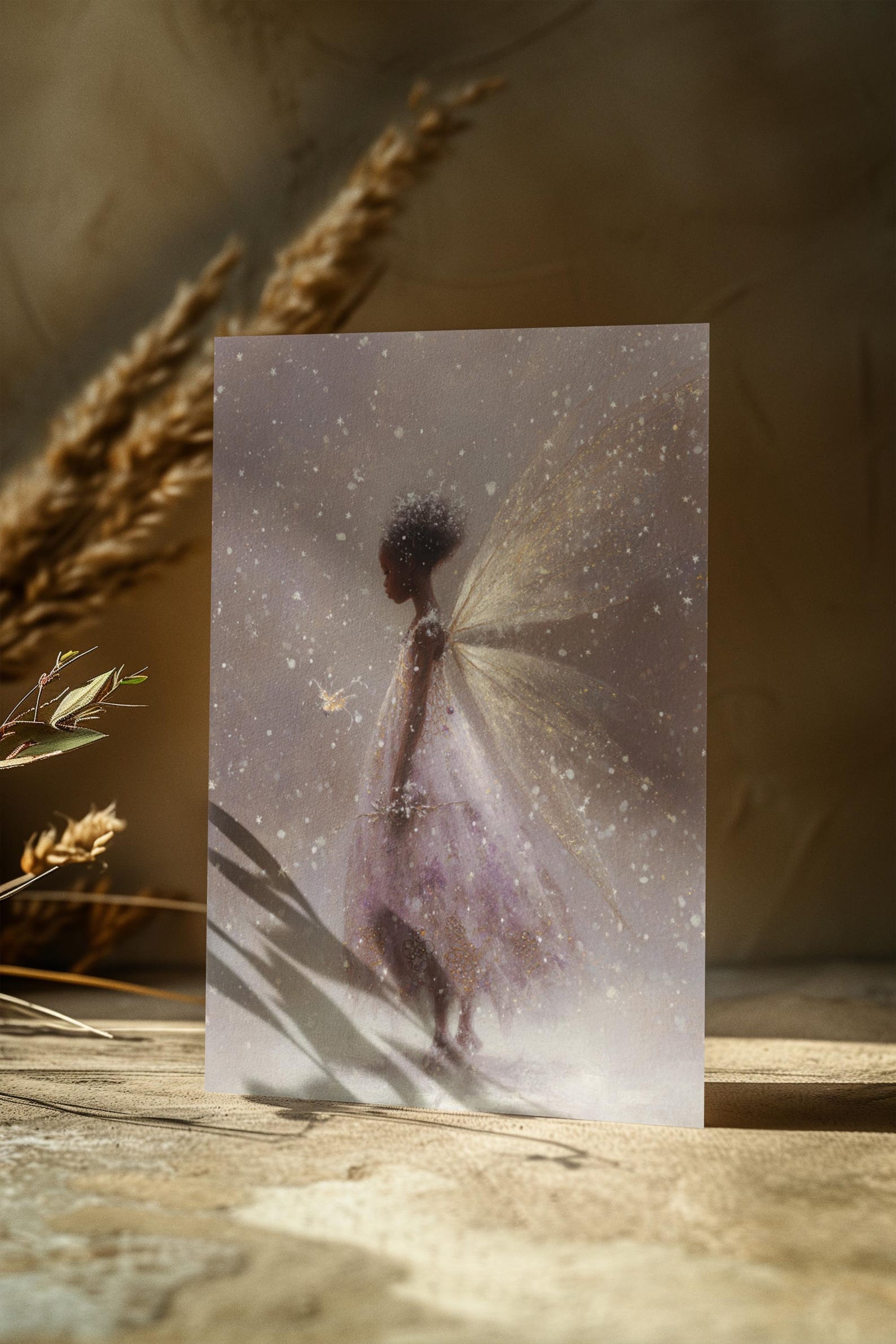 5 PACK -- African American Fairy Christmas Card (5 X 7 One Sided Card ...