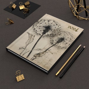 BLACK DANDELION JOURNAL, Dandelion Notebook, Dandelion Diary, Boho ...