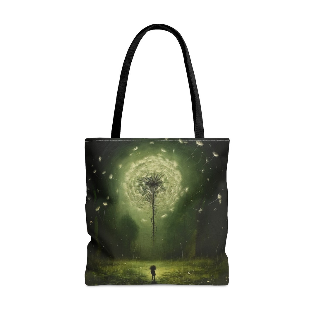 GREEN DANDELION TOTE Bag, Dandelion Purse, Dandelion Market Bag, Boho ...