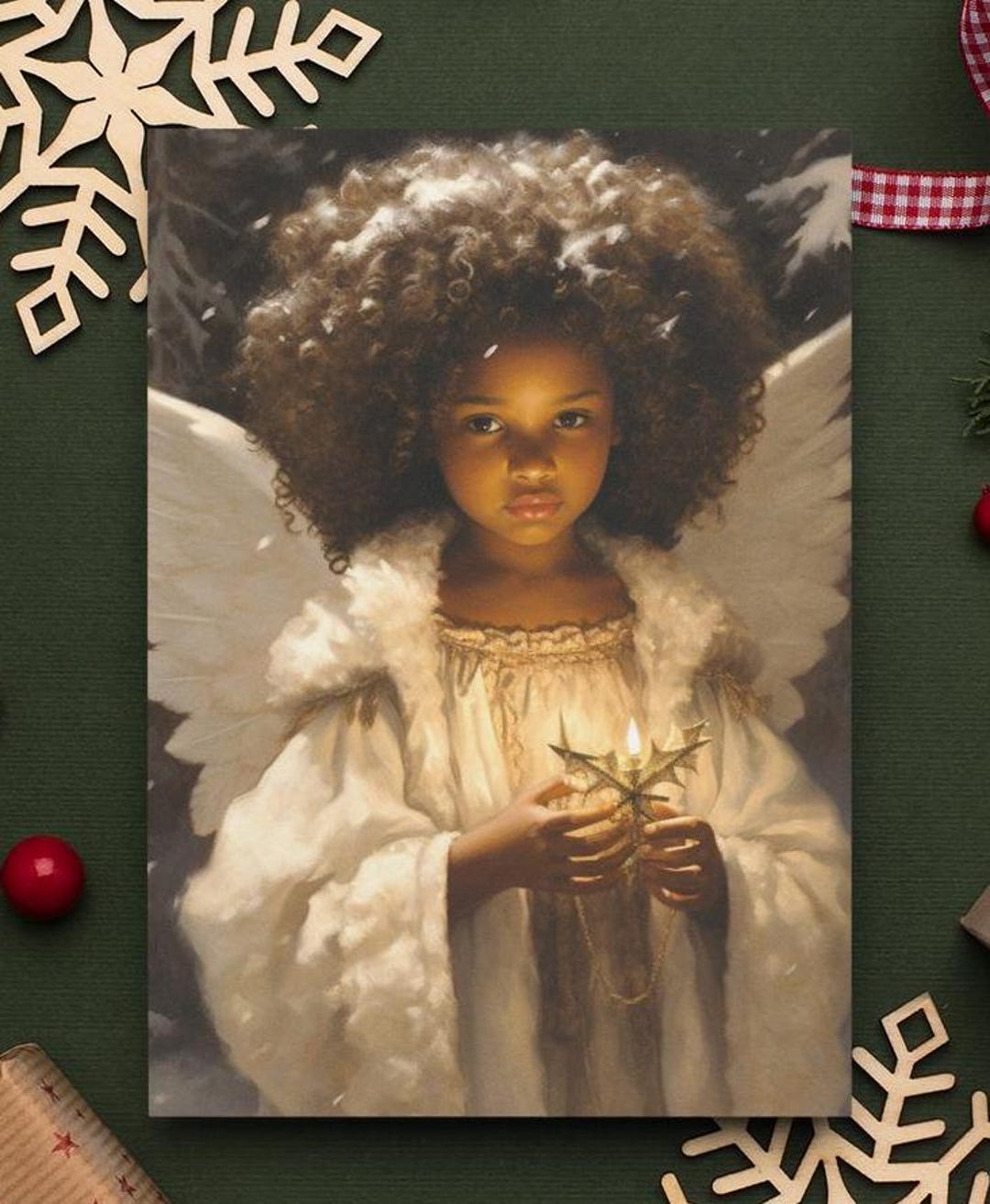 BLACK ANGEL Christmas POSTCARD, Black Nativity Postcard, Christmas ...