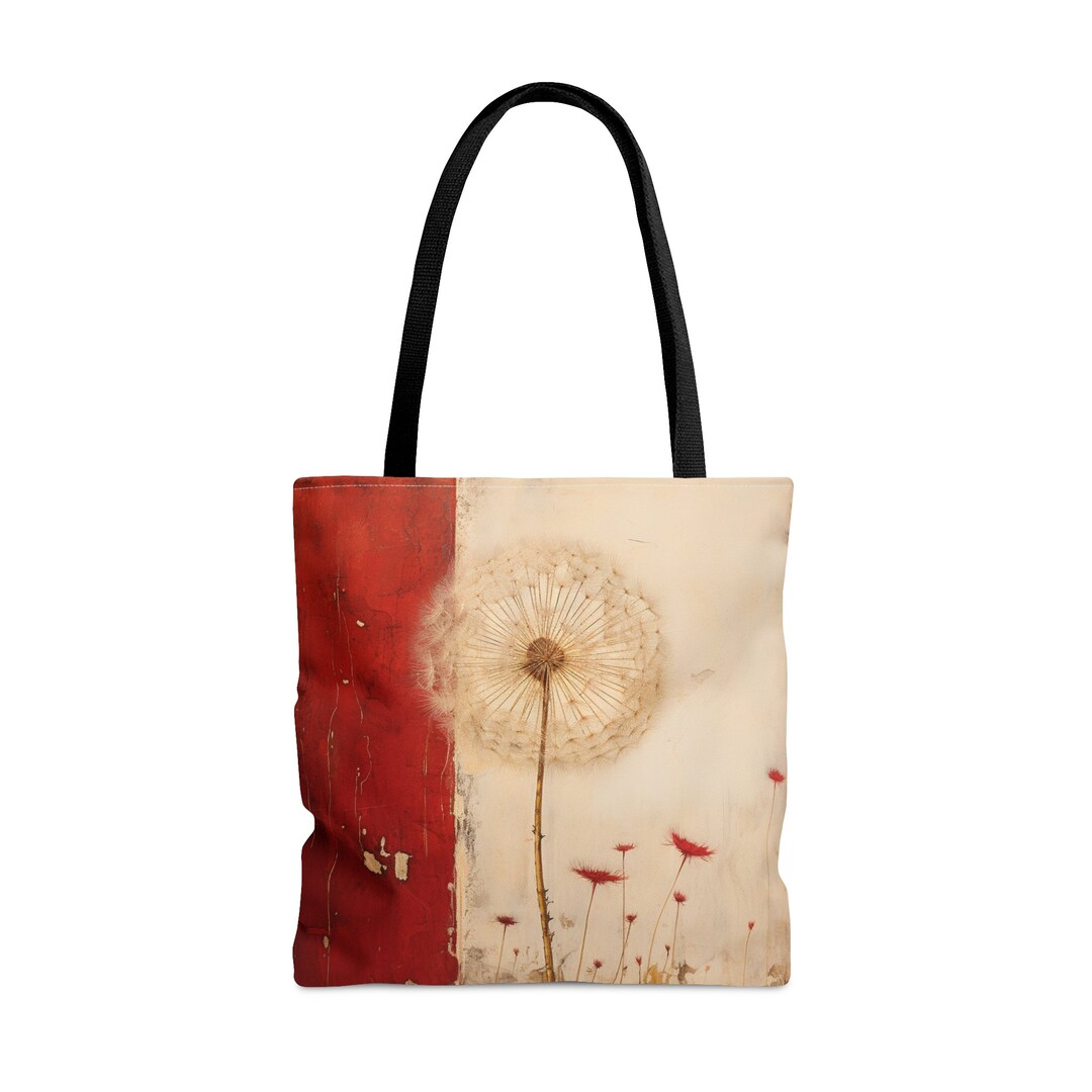 RED DANDELION TOTE Bag, Red Dandelion Purse, Red Dandelion Market Bag ...