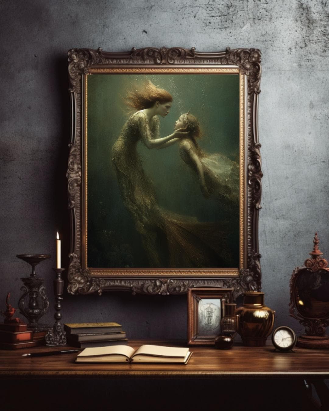Gothic Mermaid and the Princess Wall Art (20 X 28) Mermaidcore Art ...