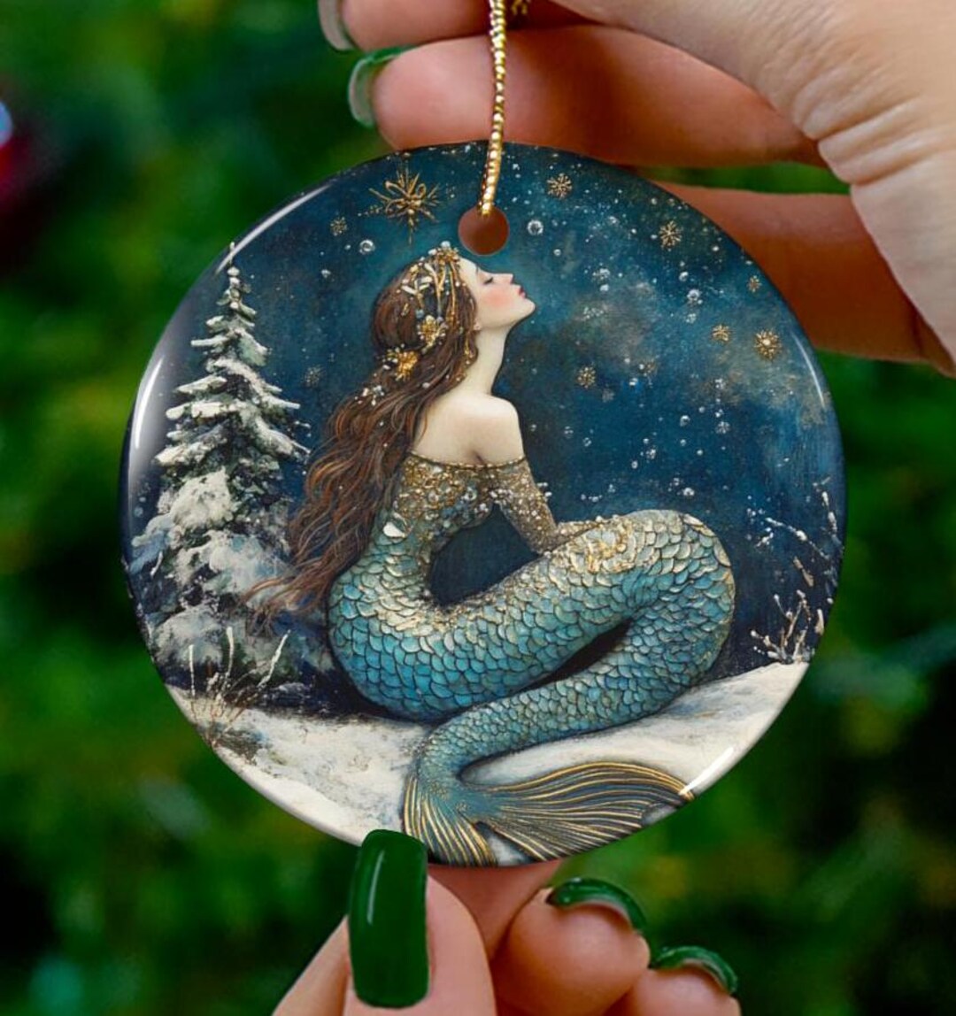 Mermaid Ceramic Ornament, Fantasy Christmas, Mermaidcore Decor, Fantasy ...