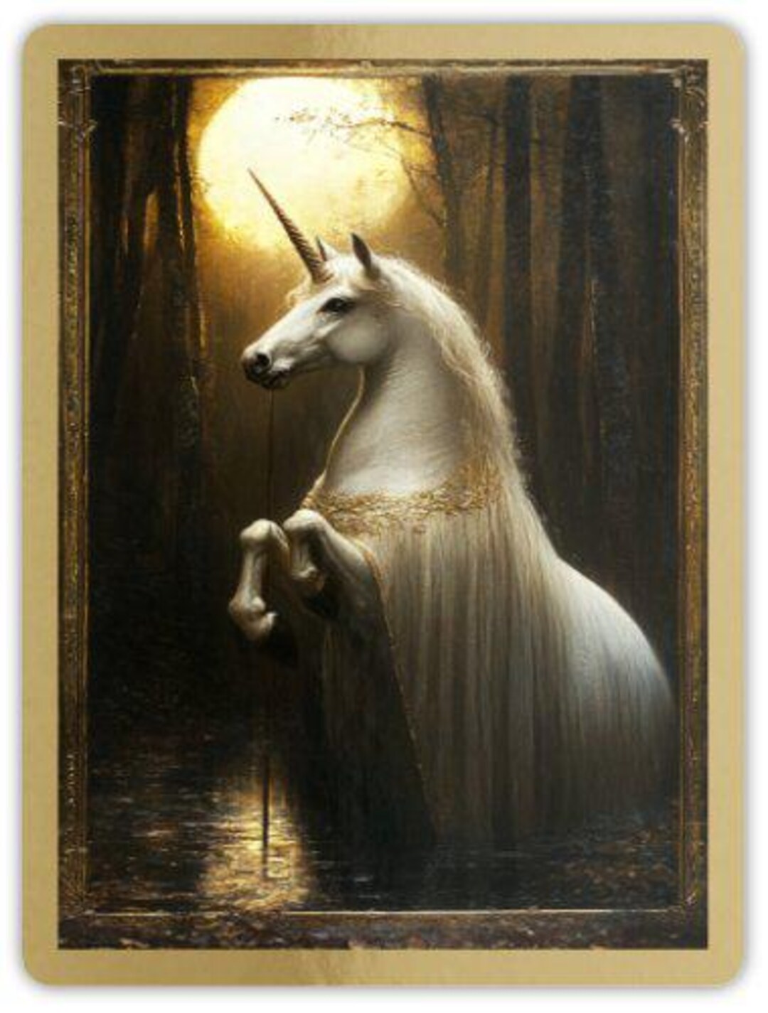 GOLD FOIL UNICORN Sticker (3 X 4 Inches), Fantasy Sticker, Gothic ...