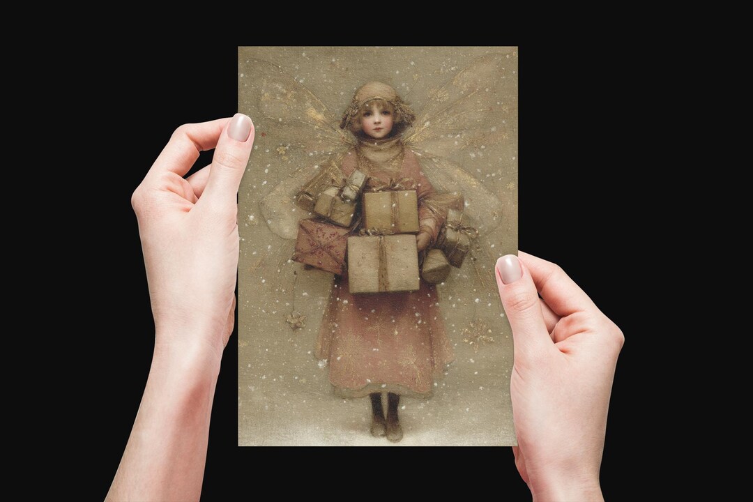 FAIRY CHRISTMAS Card (one Sided 5 X 7), Fantasy Holiday Card, Whimsical ...