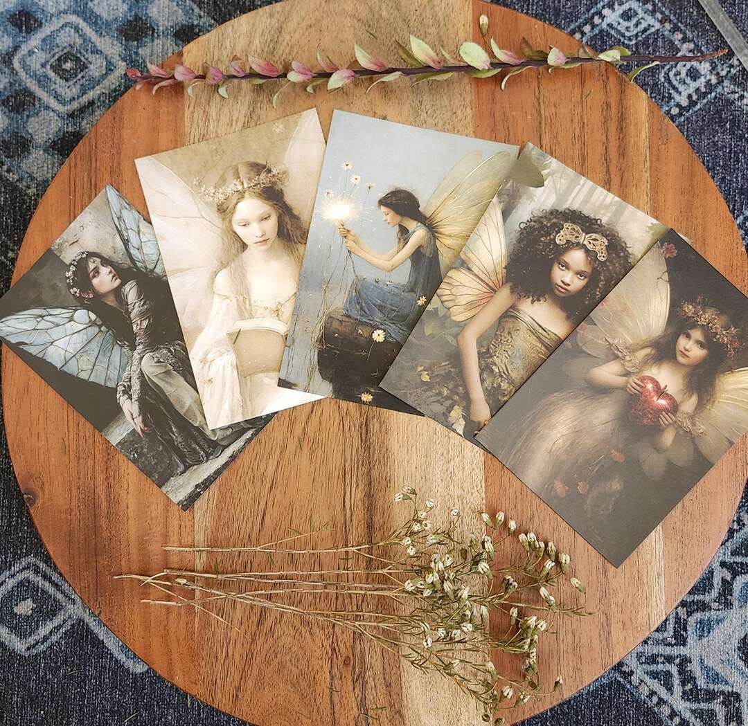 5 FAIRY POSTCARD Set. Fairy Birthday Cards, Fairy Art Card, Fairycore ...