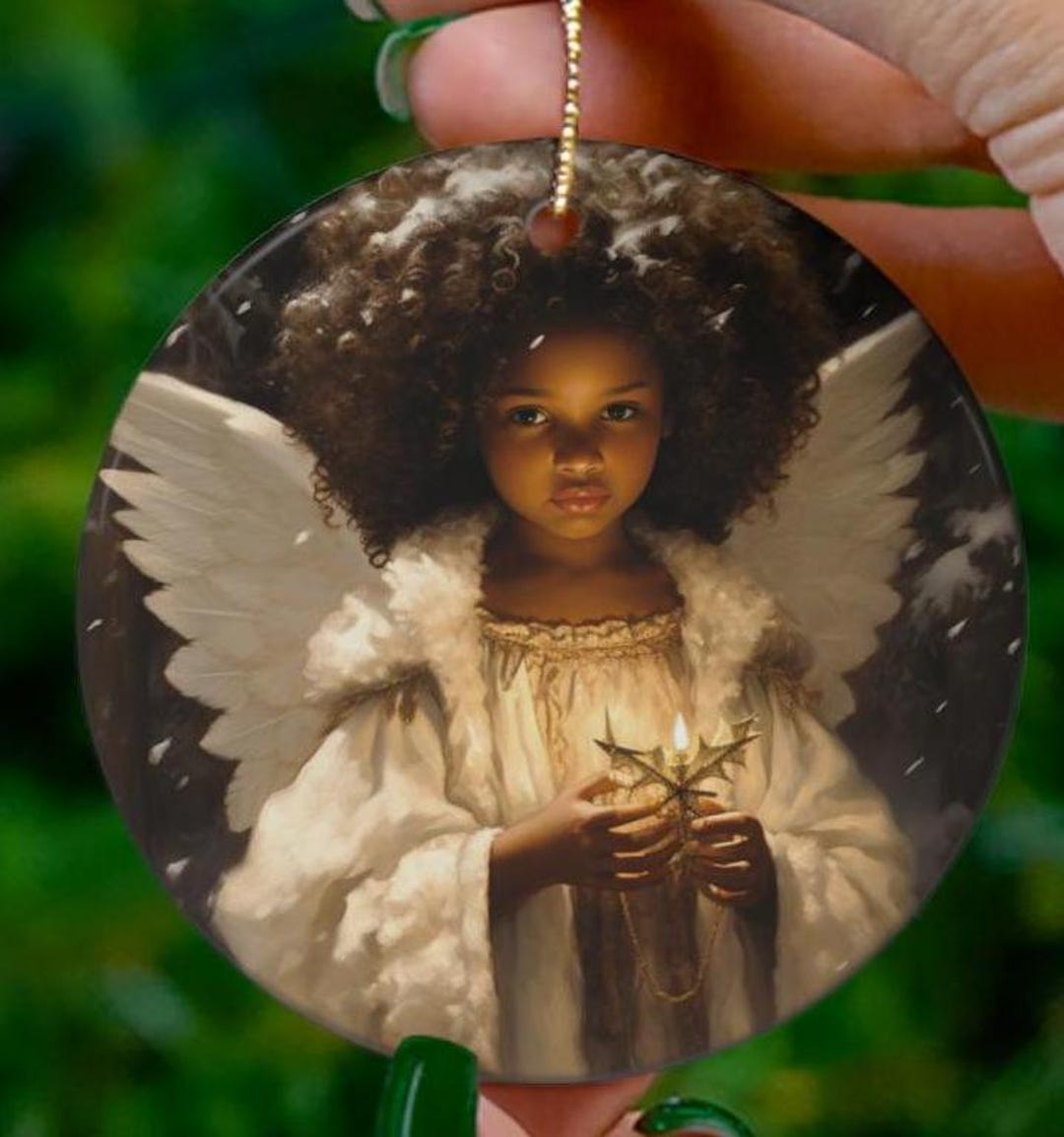 AFRICAN AMERICAN ANGEL Ornament, Black Christmas Angel, Black Winter ...