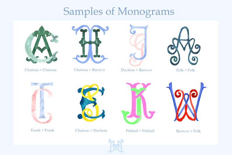 Custom Watercolor Wedding Monogram | Hand-drawn 2 Letter (digital ...
