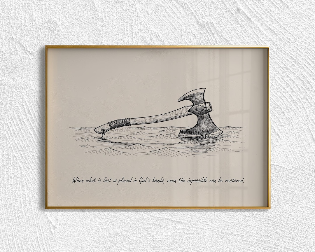 Floating Axe Head Christian Art, Bible Miracle Poster, Minimalist ...