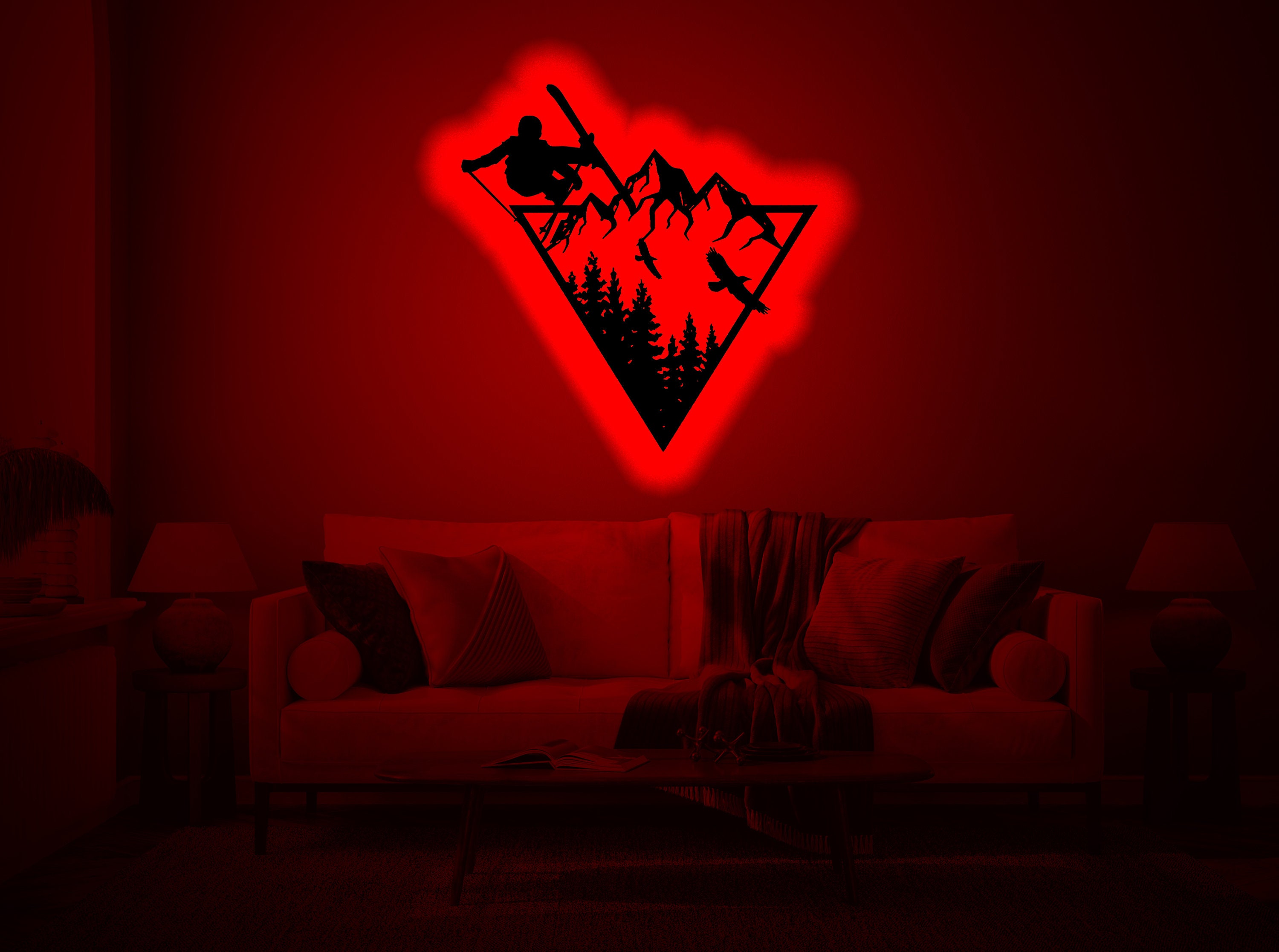 Snowboard Wood Wall Art With Rgb Led Light, Custom Snowboard Name Sign ...