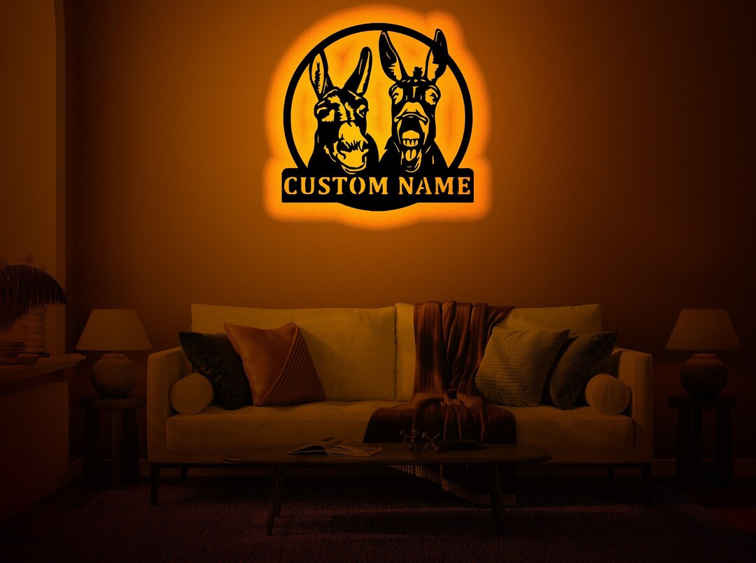 Custom Donkey Wood Wall Art: RGB LED Farmhouse Name Sign - Etsy