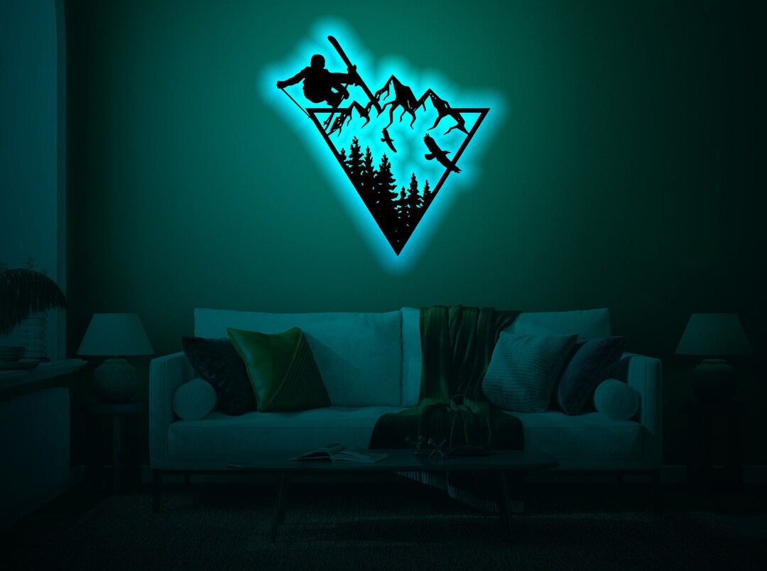Snowboard Wood Wall Art With Rgb Led Light, Custom Snowboard Name Sign ...