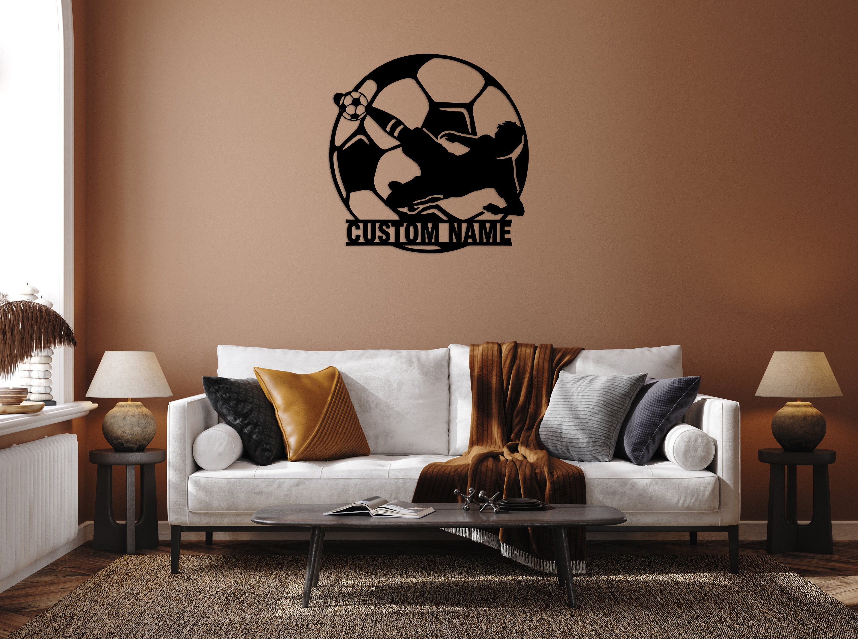 Custom Football Player Wood Wall Art With Rgb Led Light, Custom ...