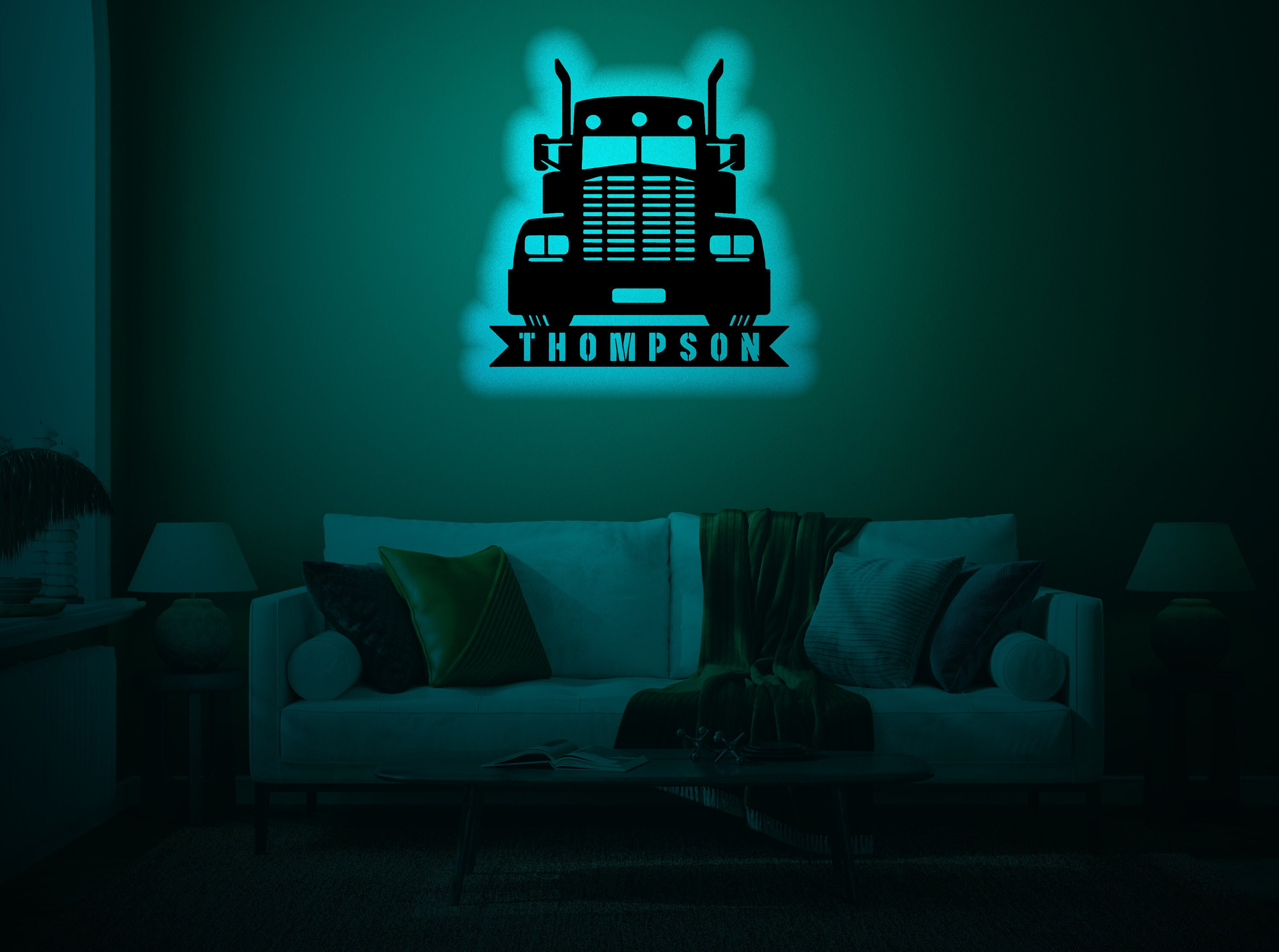 Custom Semi Truck Wood Wall Art With Rgb Led Light, Custom Semi Truck ...
