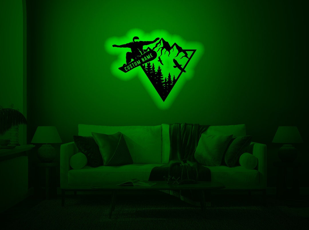 Custom Snowboard Wood Wall Art: RGB LED Light Decor - Etsy