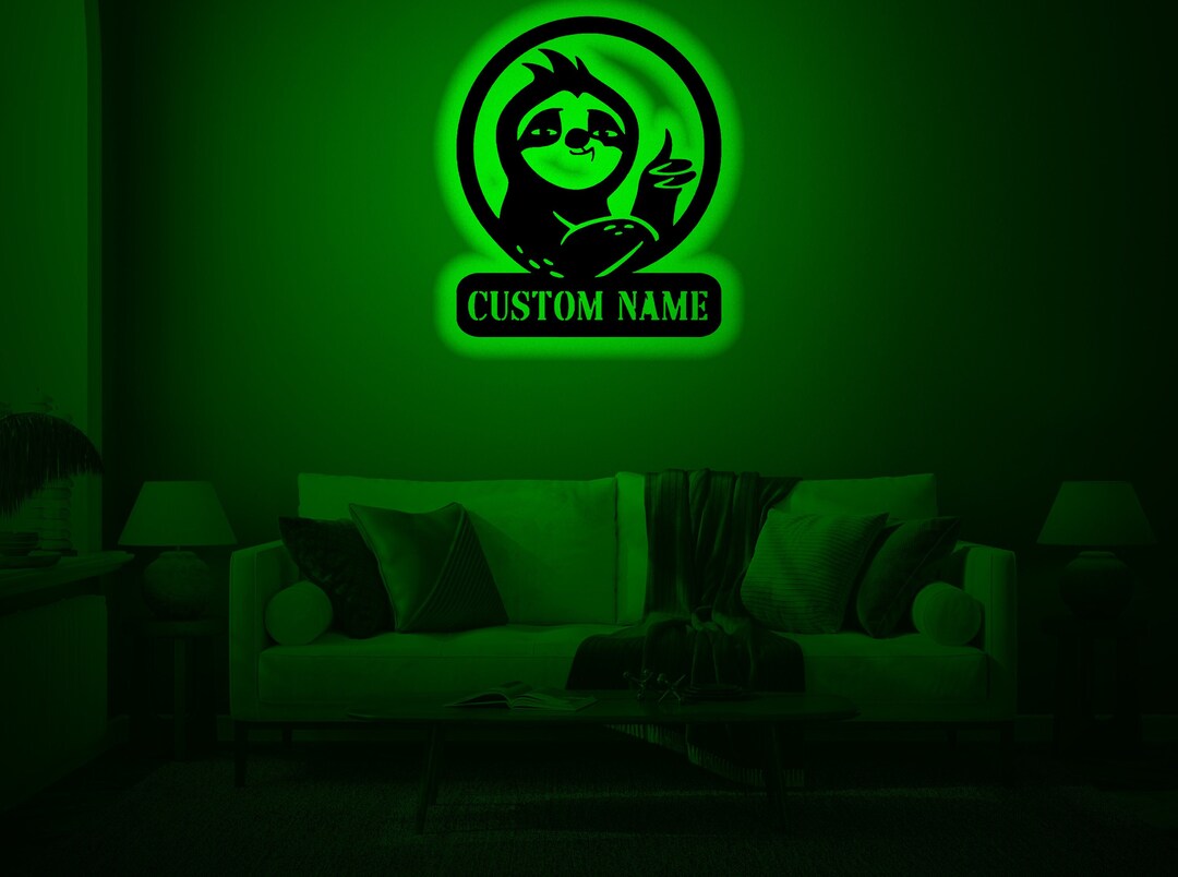 Personalized Sloths Wood Wall Art With Rgb Led Light, Custom Sloths ...