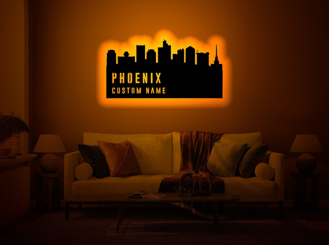 Personalized Phoenix Silhouette Wood Wall Art With Rgb Light, Custom ...