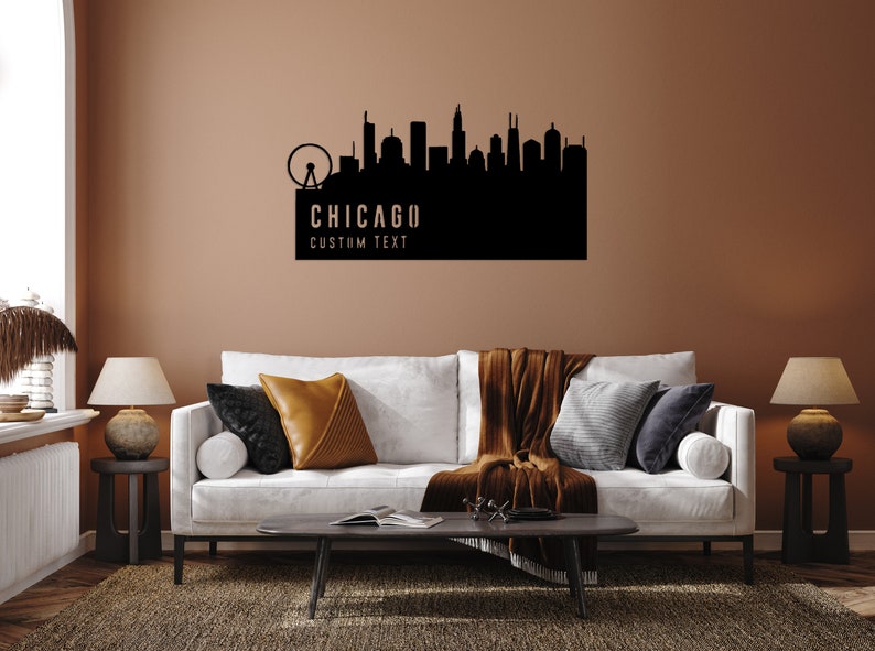 Letrero de neón con silueta de Chicago personalizado para pared, luz ...