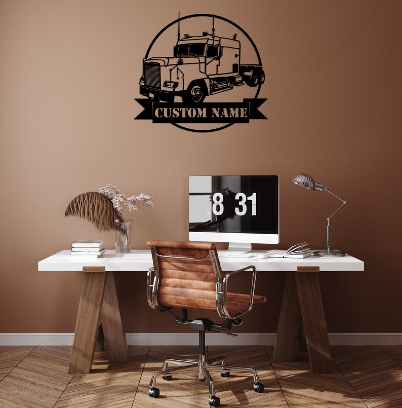 Custom Semi Truck Wood Wall Art: RGB LED Light, Personalized Name Sign ...