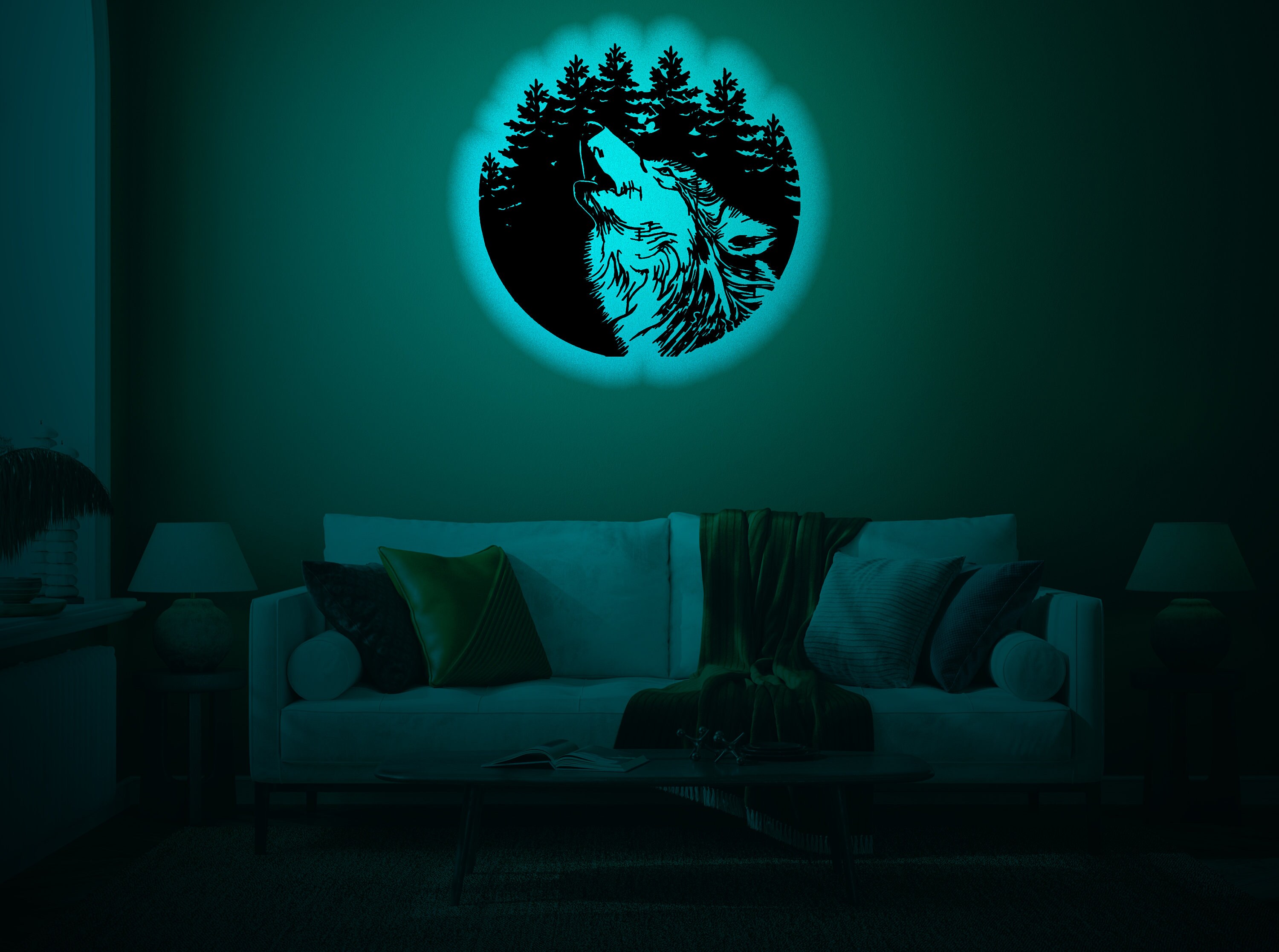 RGB LED Wolf Wood Wall Art: Personalized Neon Name Sign, Gift for Kids ...