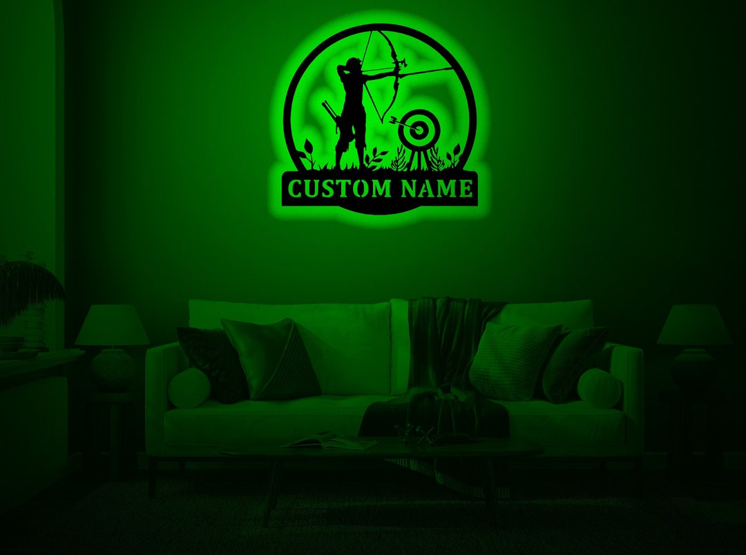 Personalized Archery Wood Wall Art With Rgb Led Light, Custom Archery ...