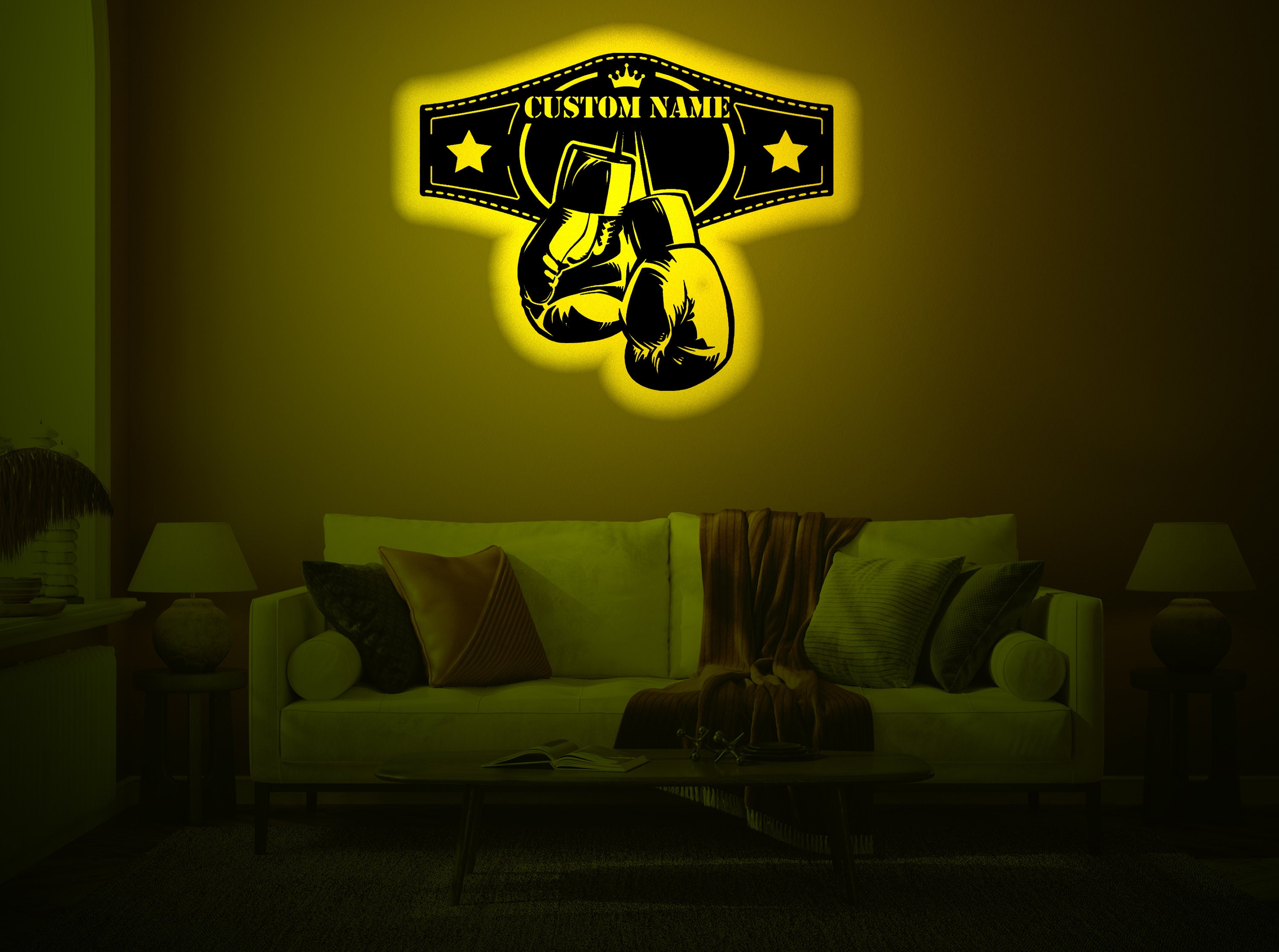 Personalized Boxing Gloves Wood Wallart Rgb Led Light,custom Boxing ...