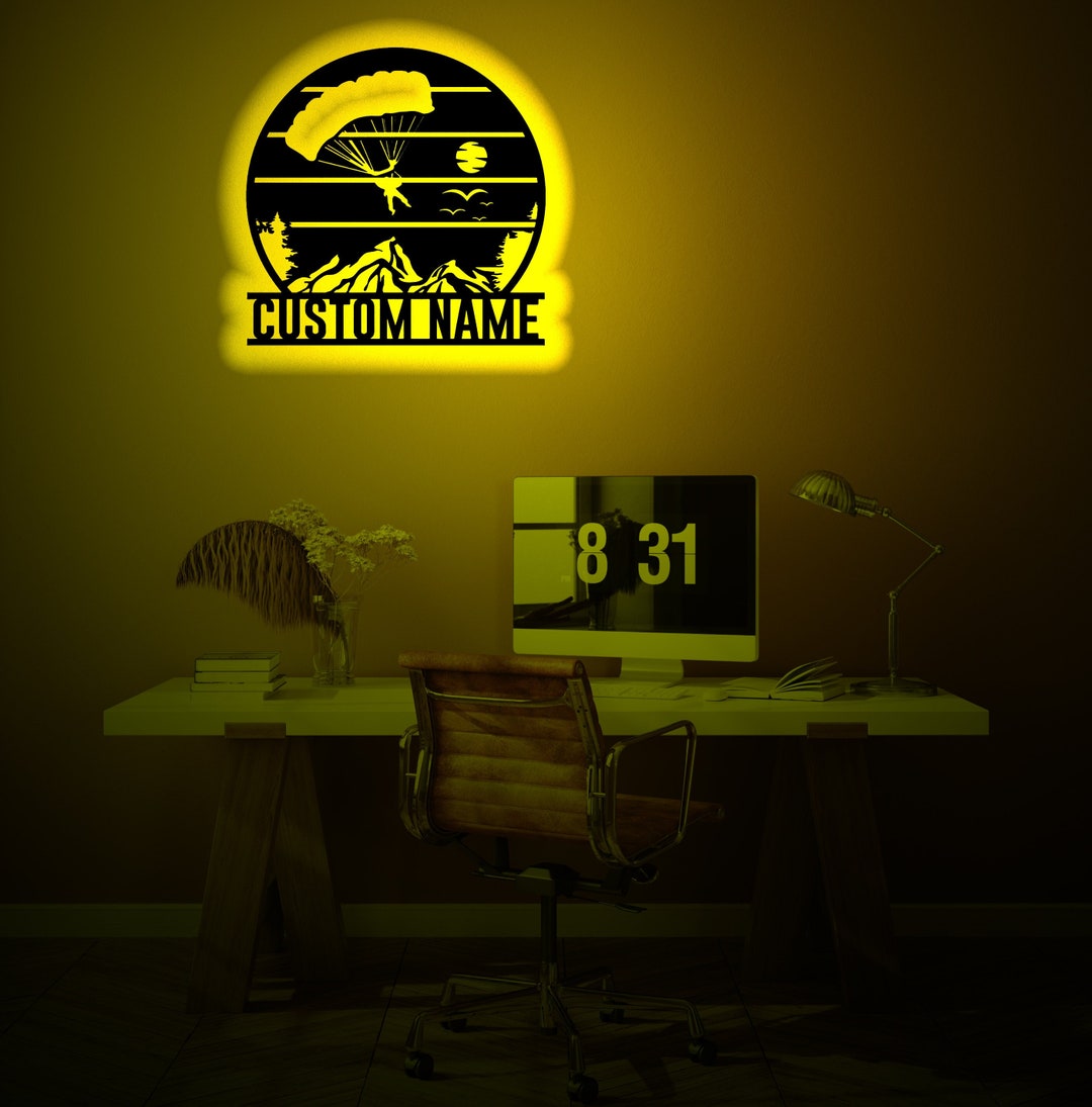 Custom Skydiving Wood Wall Art With Rgb Led Light, Custom Skydiving ...