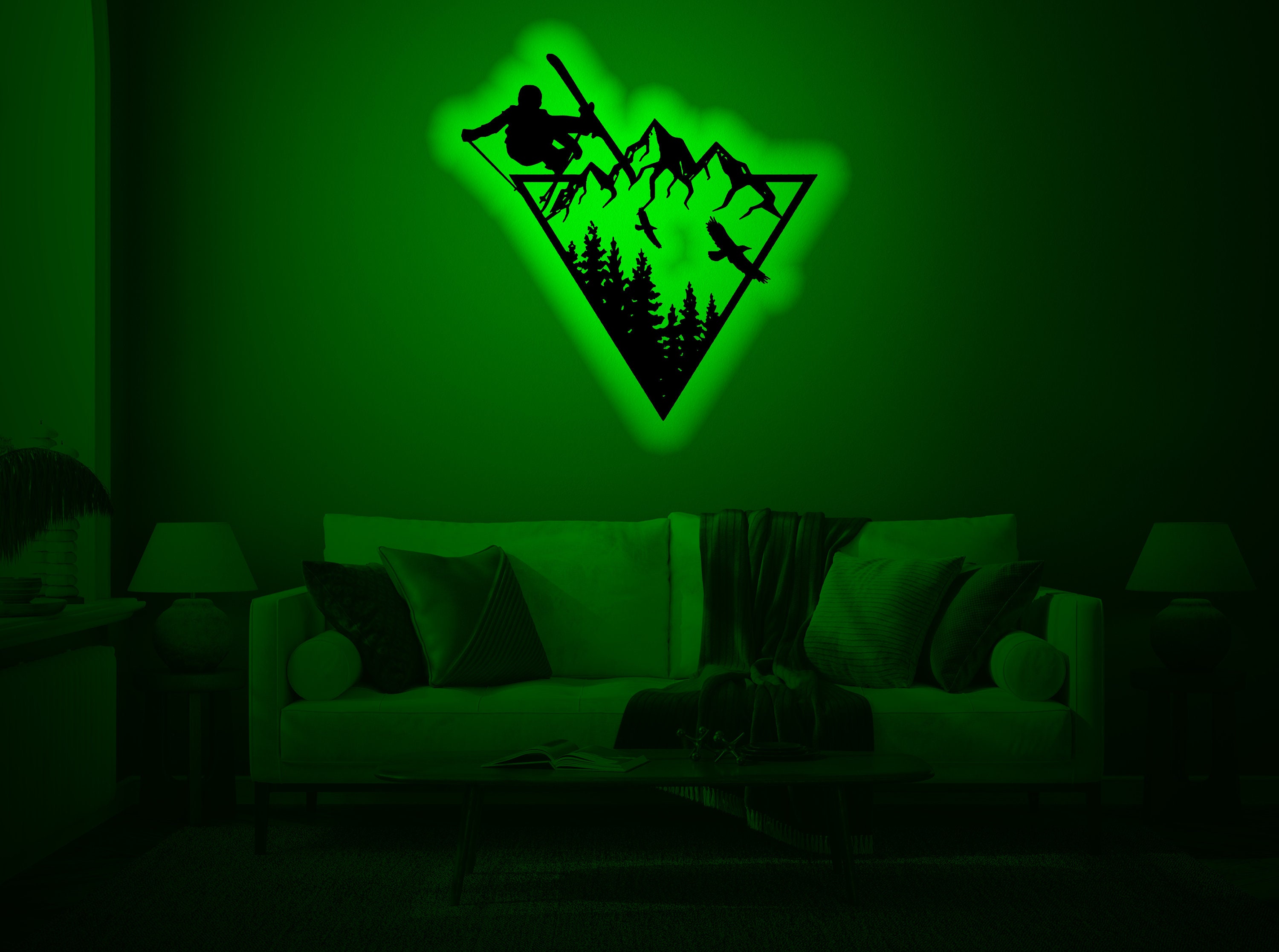 Snowboard Wood Wall Art With Rgb Led Light, Custom Snowboard Name Sign ...