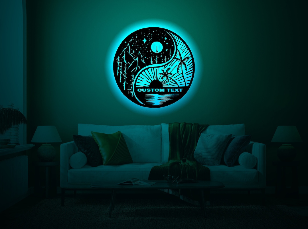 Custom Yin Yang Symbol Wood Wall Art With Rgb Led Light, Custom Yin ...