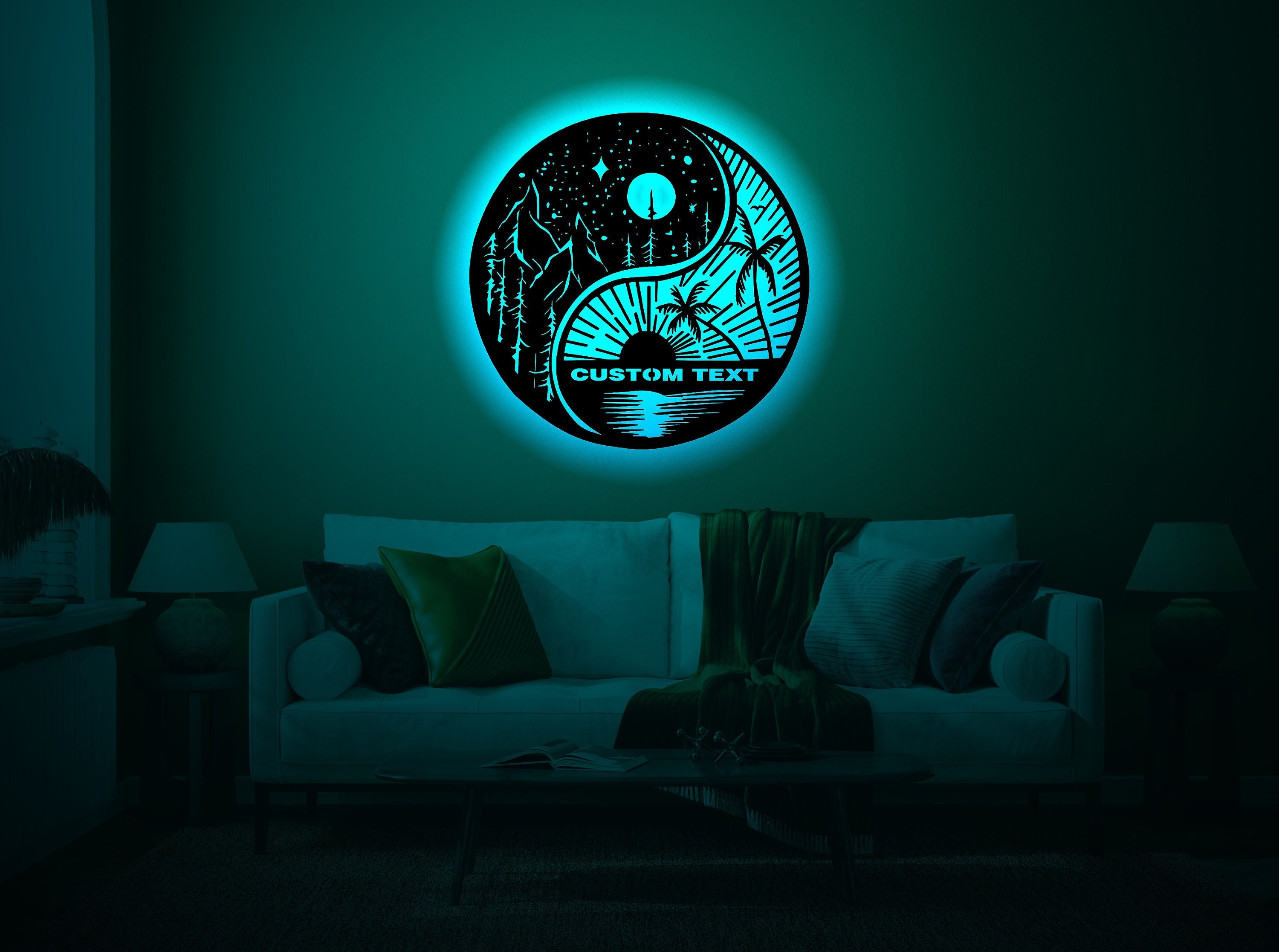 Custom Yin Yang Wood Wall Art: RGB LED Neon Sign - Etsy
