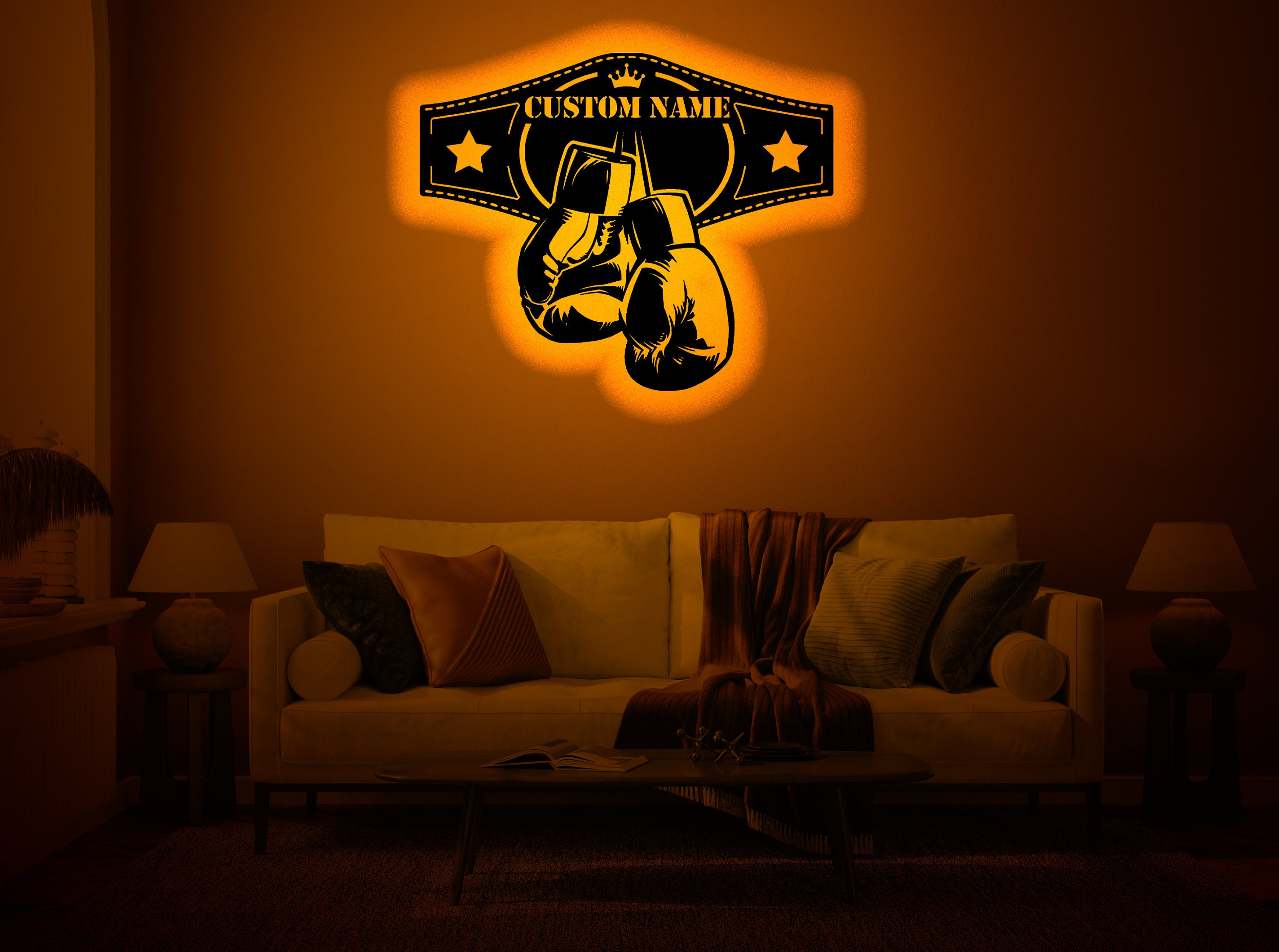 Personalized Boxing Gloves Wood Wallart Rgb Led Light,custom Boxing ...