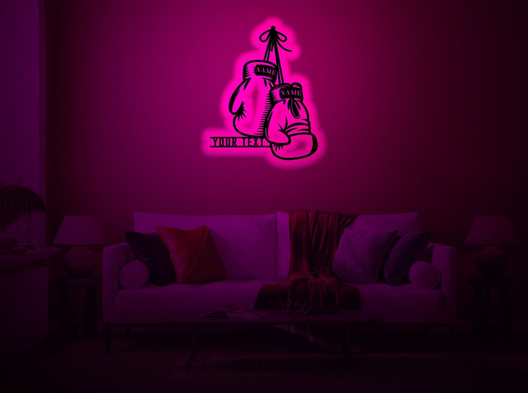 Personalized Boxing Gloves Wood Wall Art: RGB LED Neon Sign - Etsy