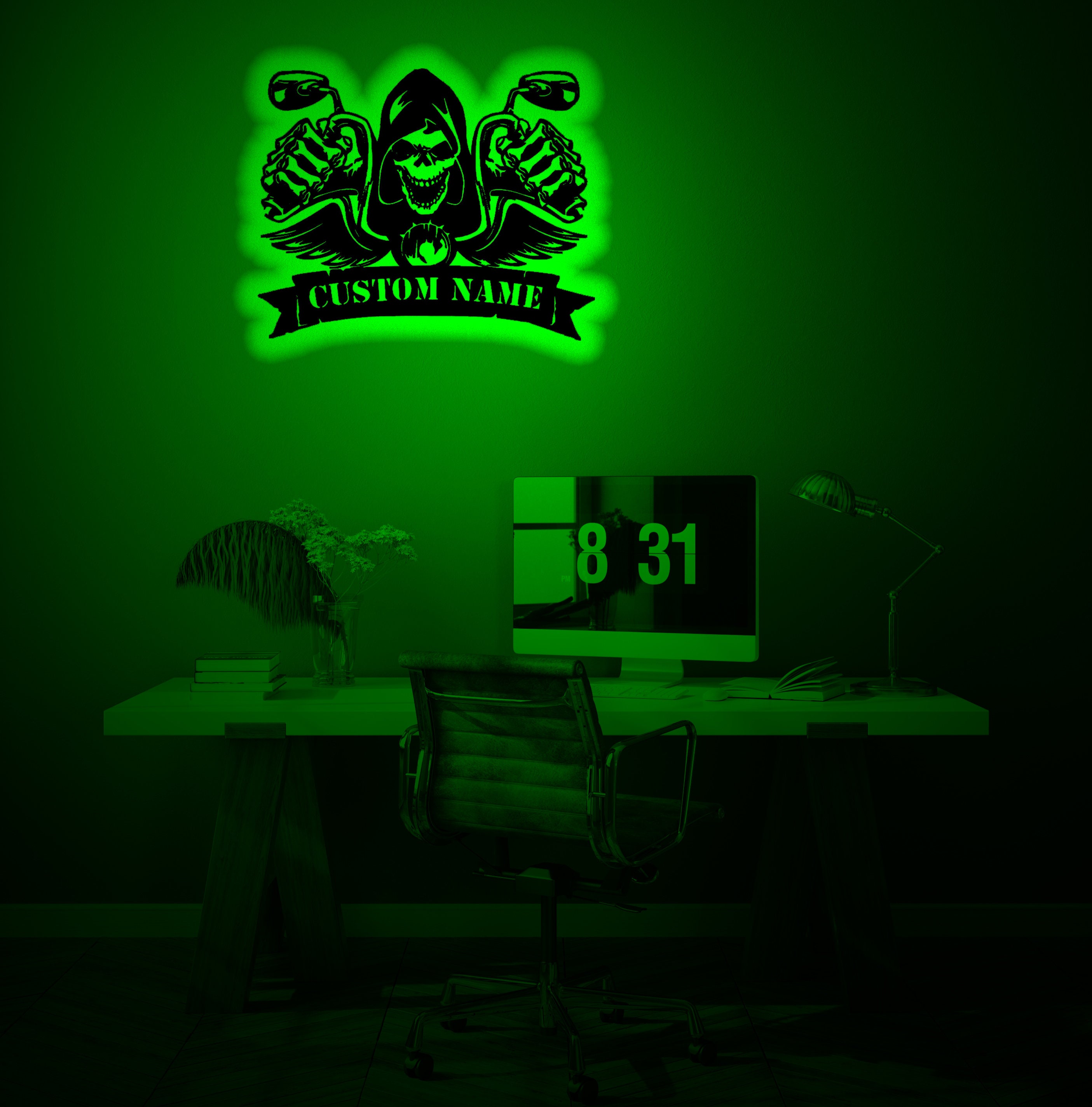 Custom Ghost Bike Driver Wood Wall Art With Rgb Led Light,ghost Biker ...