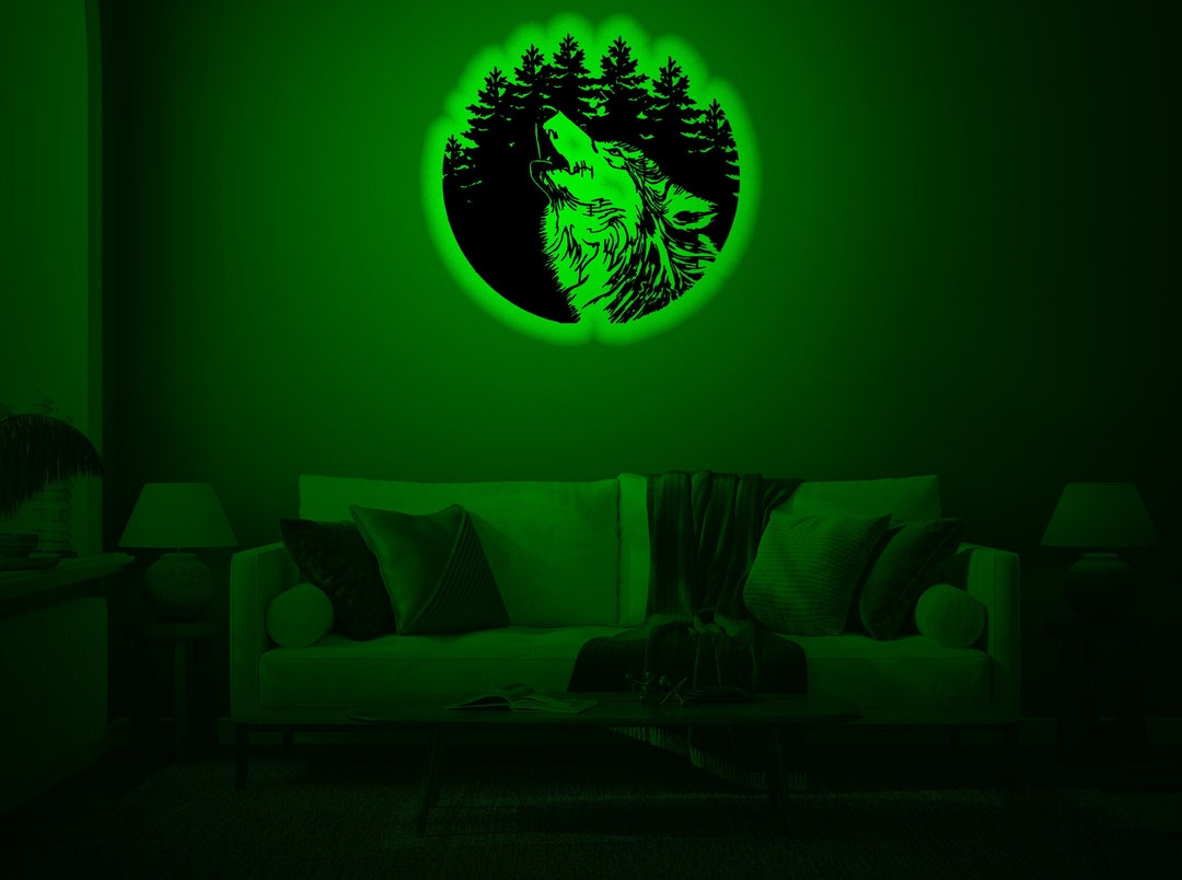 RGB LED Wolf Wood Wall Art: Personalized Neon Name Sign - Etsy