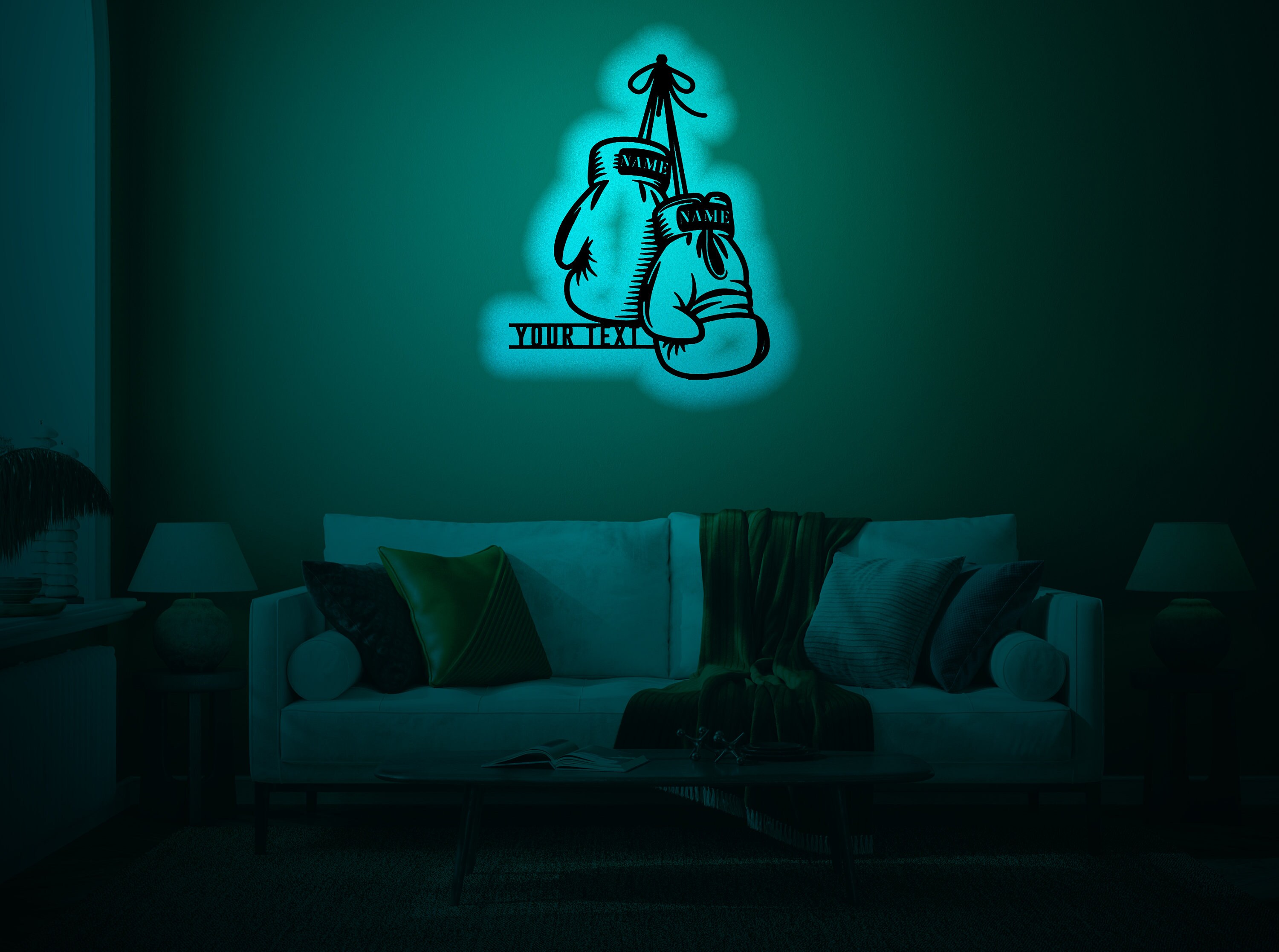 Personalized Boxing Gloves Wood Wallart Rgb Led Light,custom Boxing ...