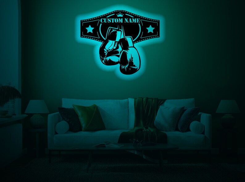 Personalized Boxing Gloves Wood Wallart Rgb Led Light,custom Boxing ...
