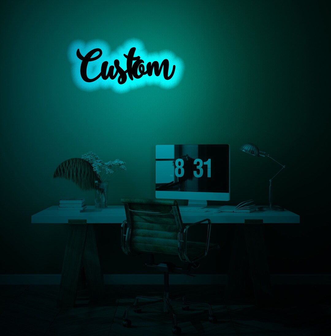 Custom Name Wood Wall Art: RGB LED Light Decor - Etsy