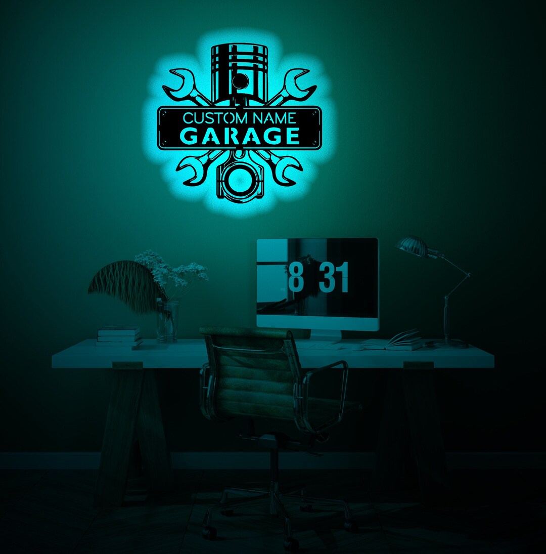 Custom Garage Name Wood Sign: RGB LED Light Wall Art - Etsy