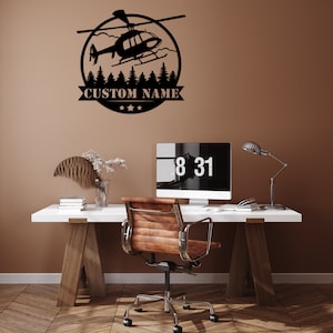 Custom Helicopter Wood LED Sign: Personalized Pilot Name Wall Decor - Etsy
