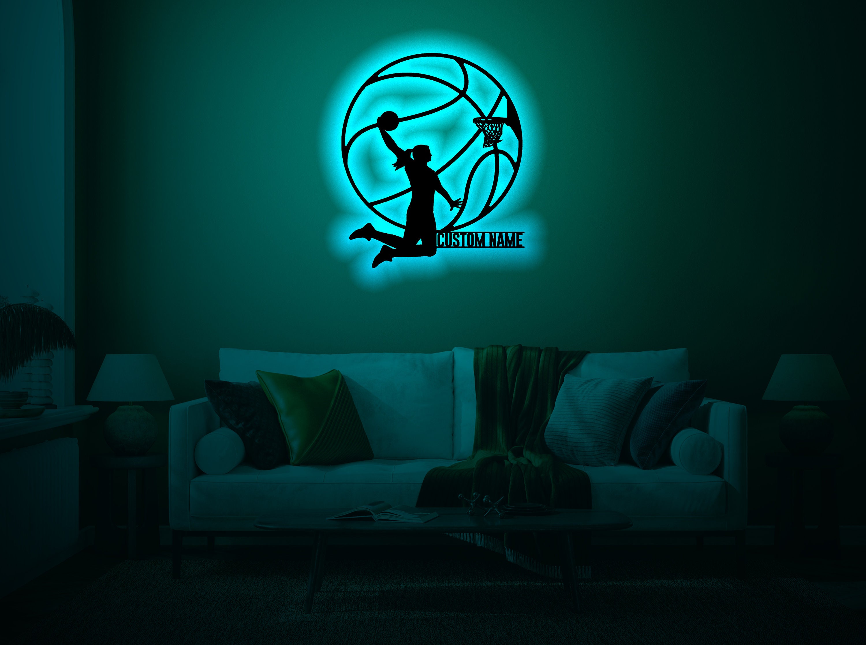 Custom Female Basketball Player Wood Wallart Rgb Led Light,custom ...