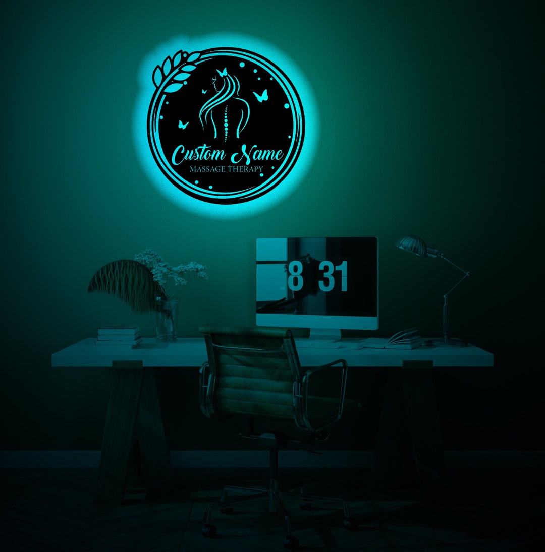 Personalized Massage Parlor Wood Wall Art With Rgb Led Light, Custom ...